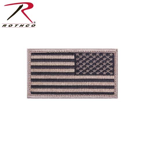 Reverse Us Flag Patch with Hook Back - Khaki/Black: Army Navy Shop