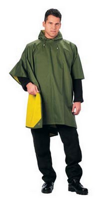 Rain Poncho - Reversible Rubberized O.D. Nylon: Army Navy Shop