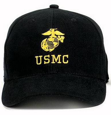 Military USMC Insignia Caps - Black Cap: Army Navy Shop