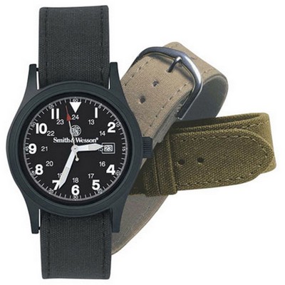 Smith & Wesson Military Watch Black W/3 Straps: Army Navy Shop