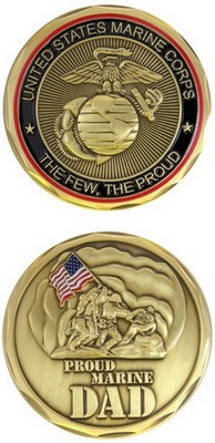 Challenge Coin-Proud Marine Dad: Army Navy Shop