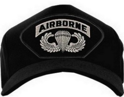 USA-Made Emblematic Cap - Airborne With Jump Wings (Black): Army Navy Shop