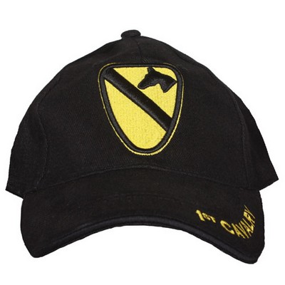 Embroidered Ball Cap - 1st Cavalry - Black: Army Navy Shop